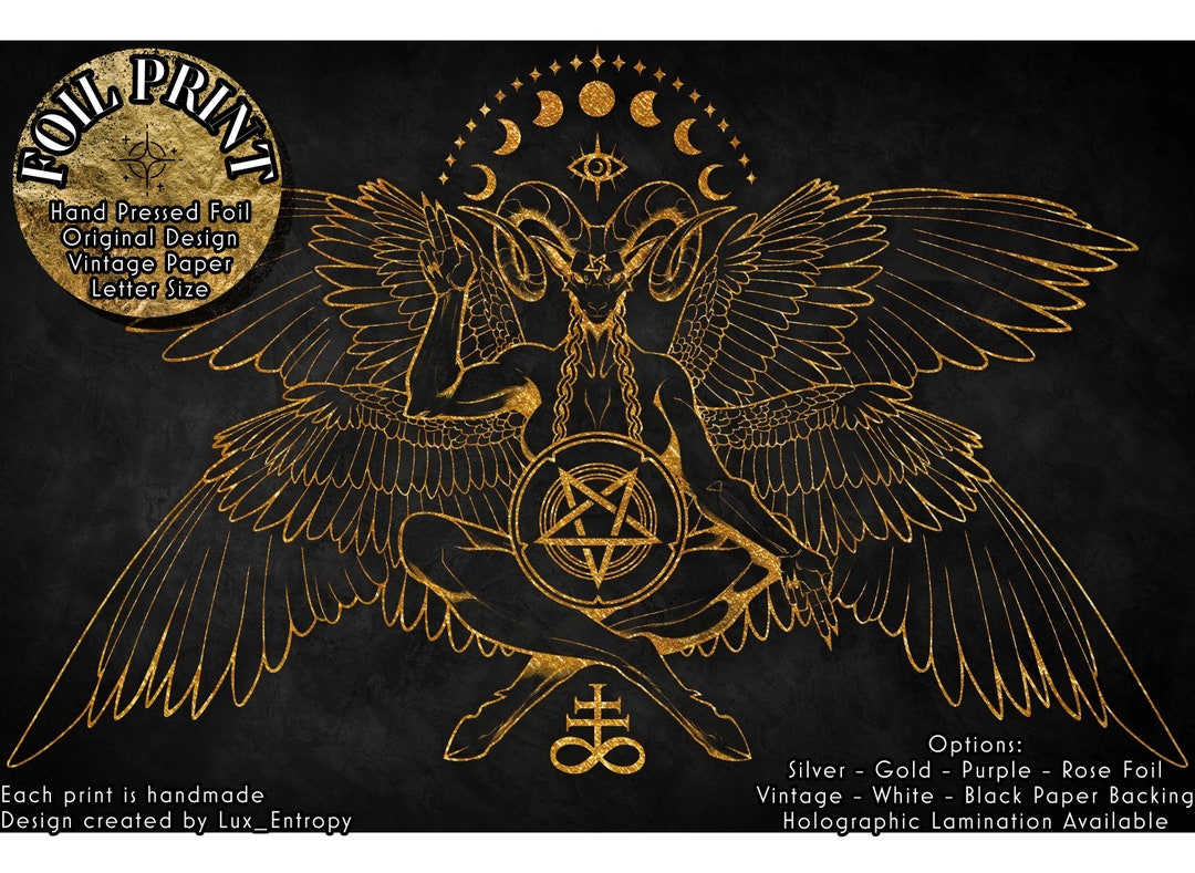 Baphomet Foil Print | Lucifer | Satan | Angel | Wiccan | Foil Print | 8 ...