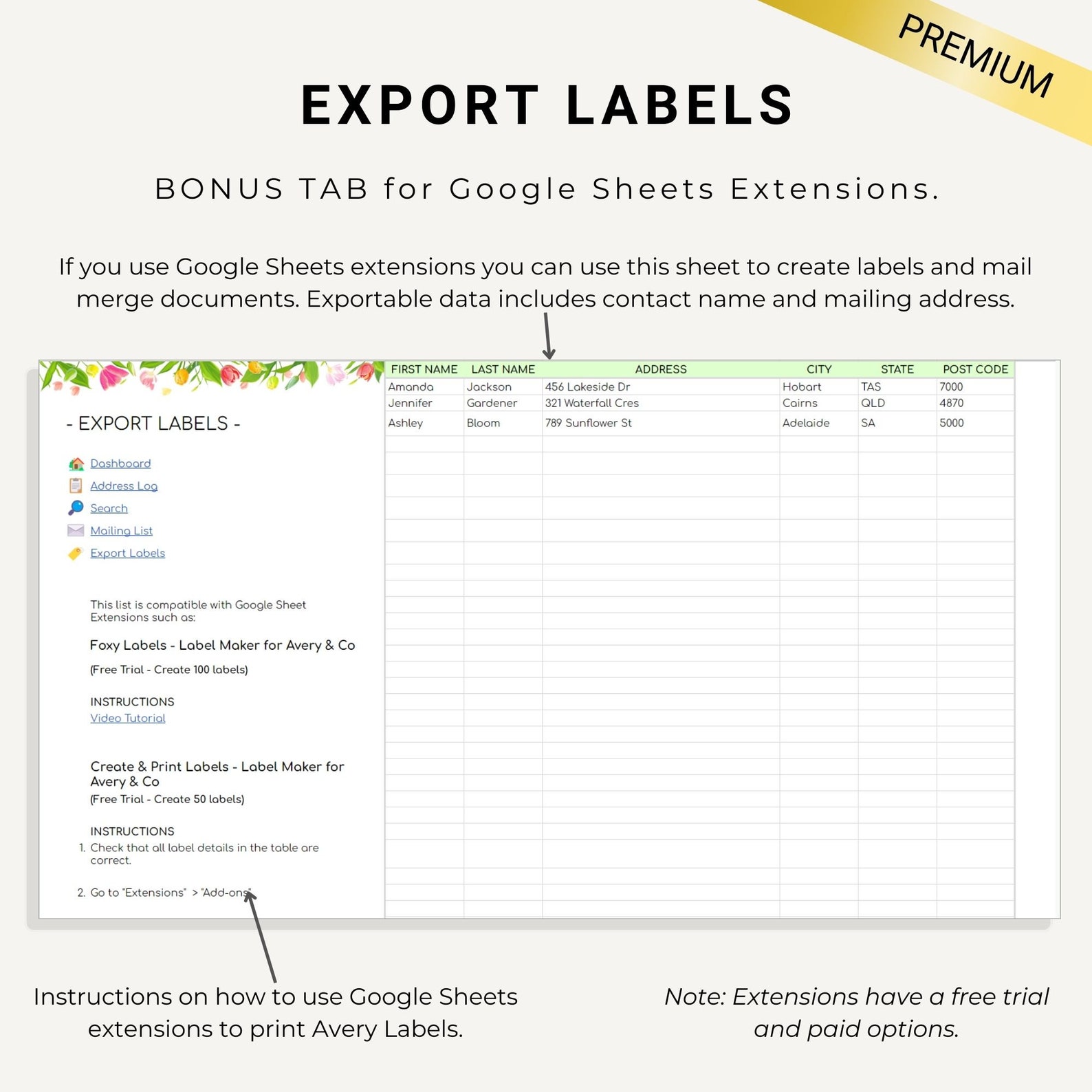 Address Book Template for Google Sheets Contact List Template, Contact ...