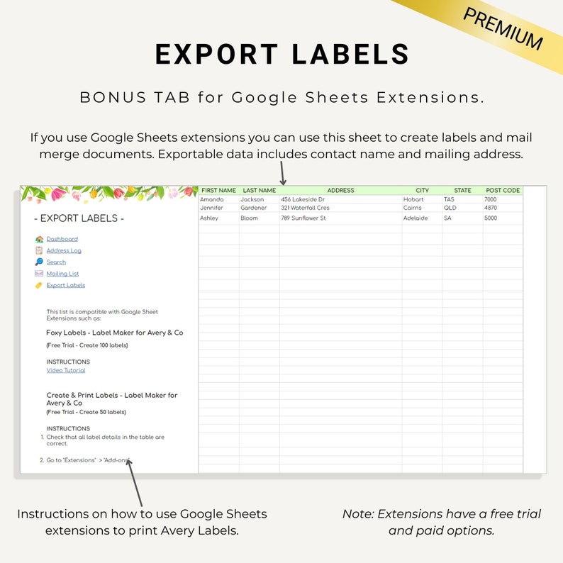 Address Book Template for Google Sheets Contact List Template, Contact ...