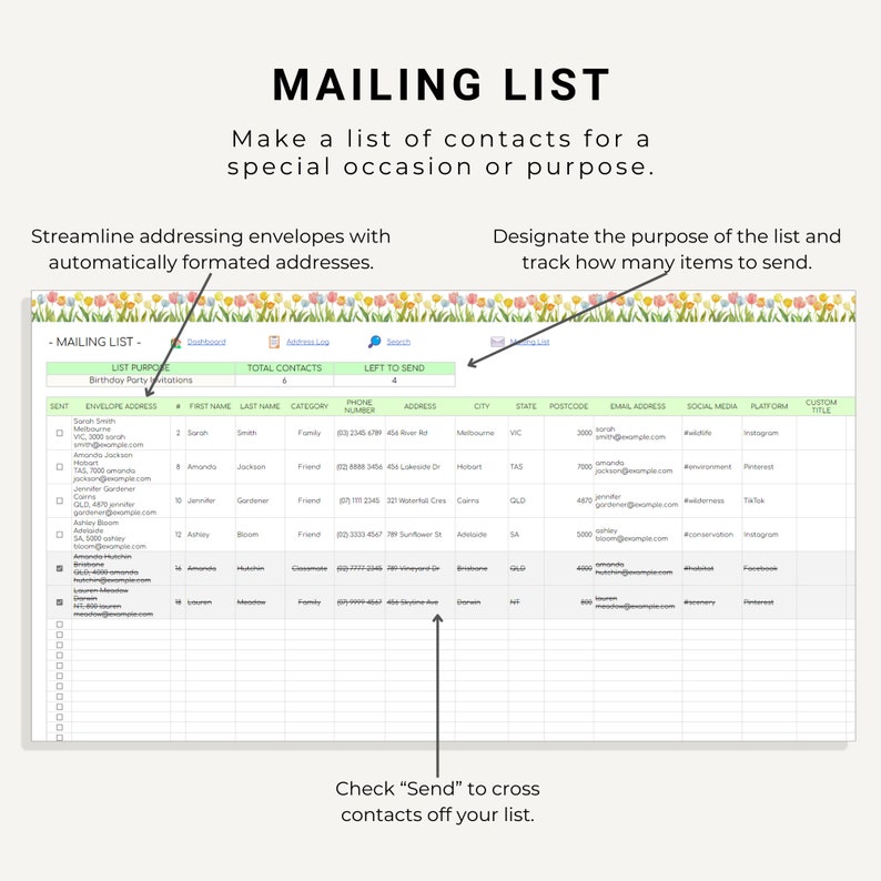 Google Sheets Address Book, Contact List Template for Google Sheets ...
