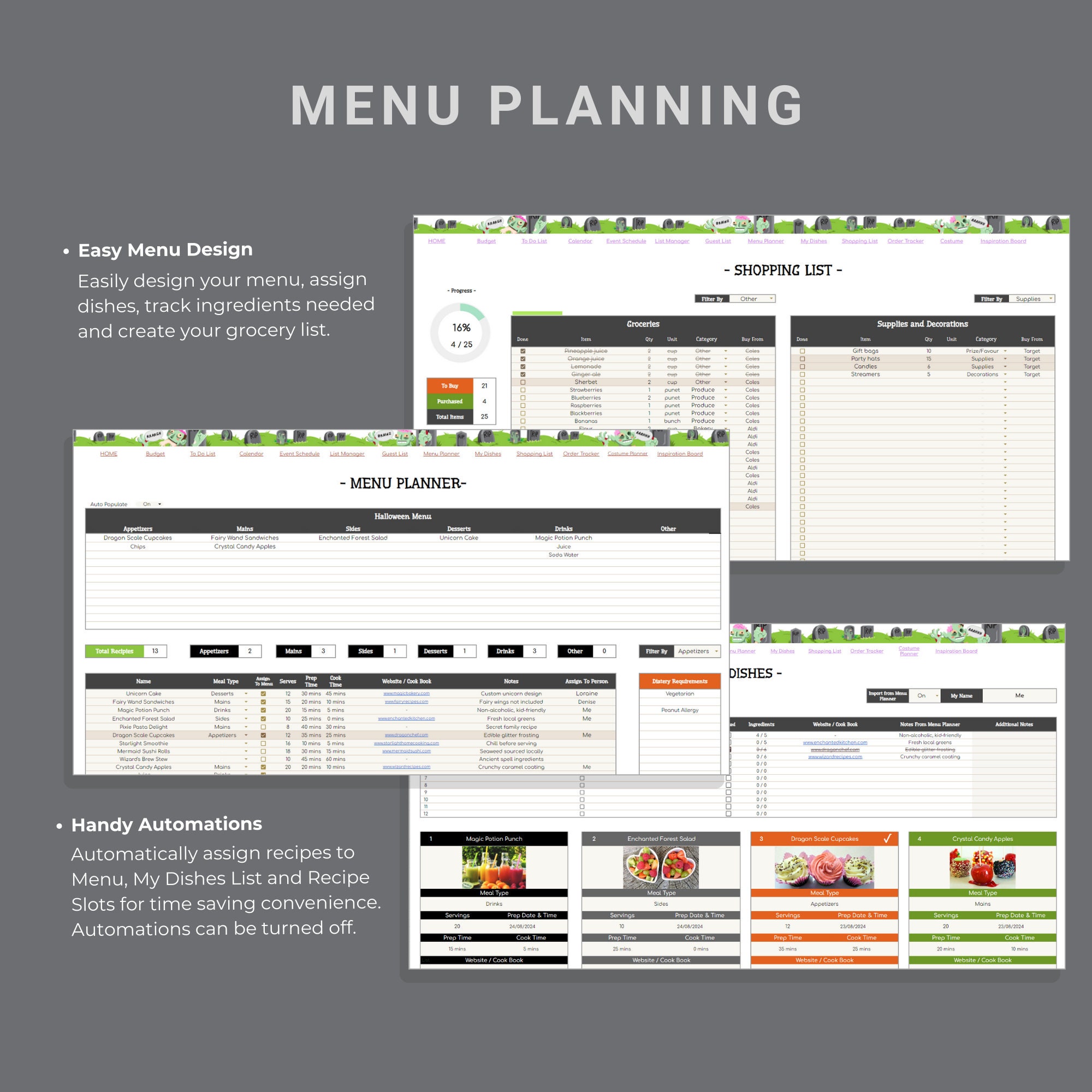 Halloween Planner Google Sheets, Digital Halloween Party Planning ...