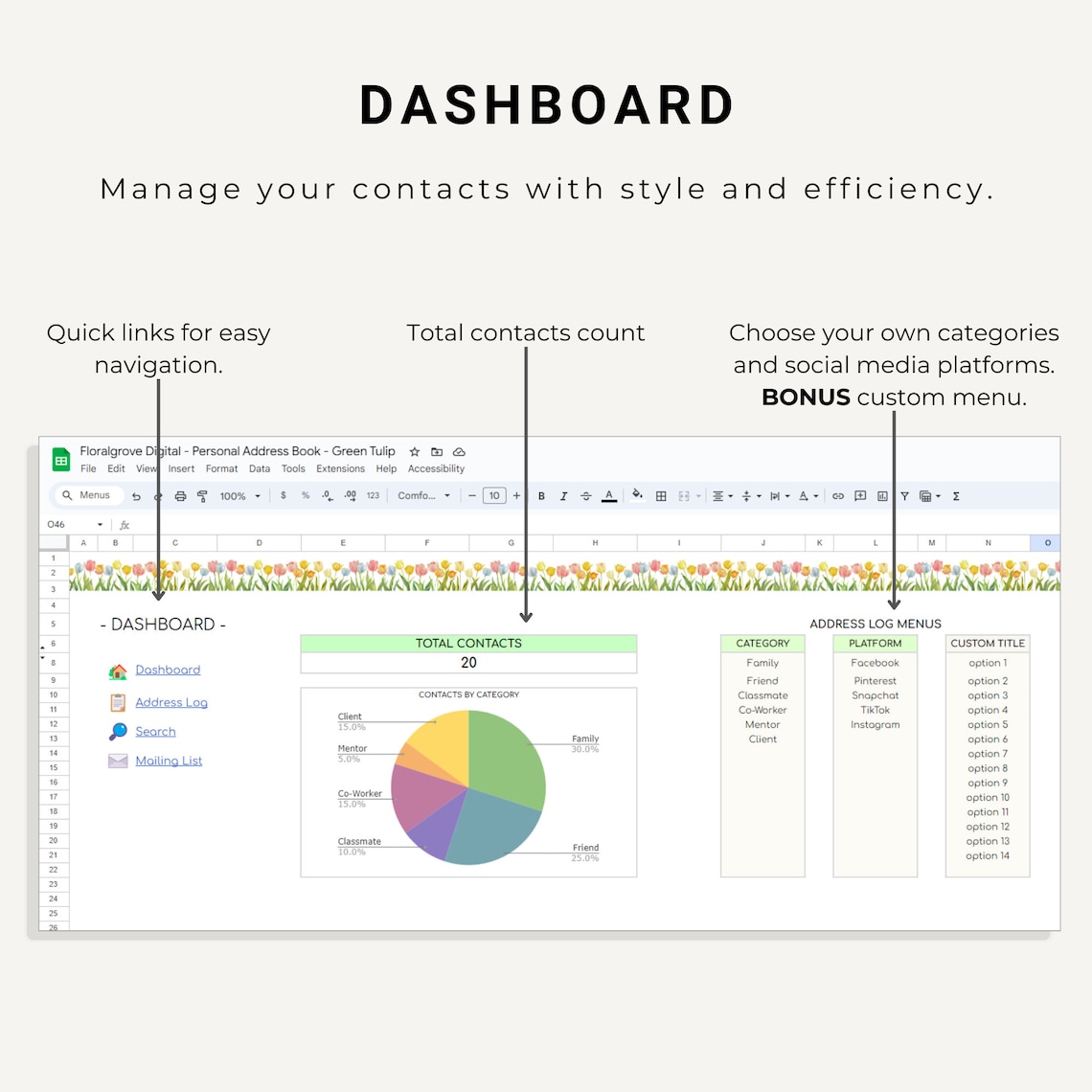 Google Sheets Address Book, Contact List Template for Google Sheets ...