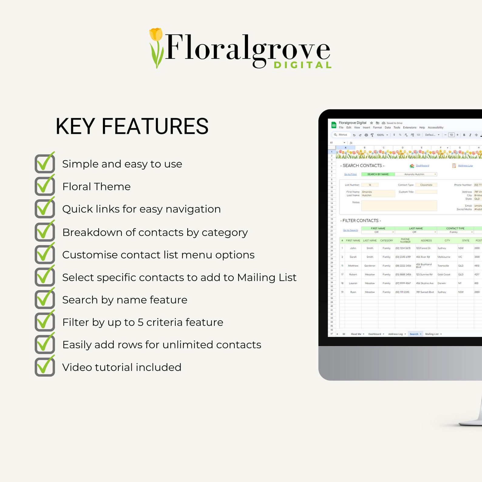 Google Sheets Address Book, Contact List Template for Google Sheets ...