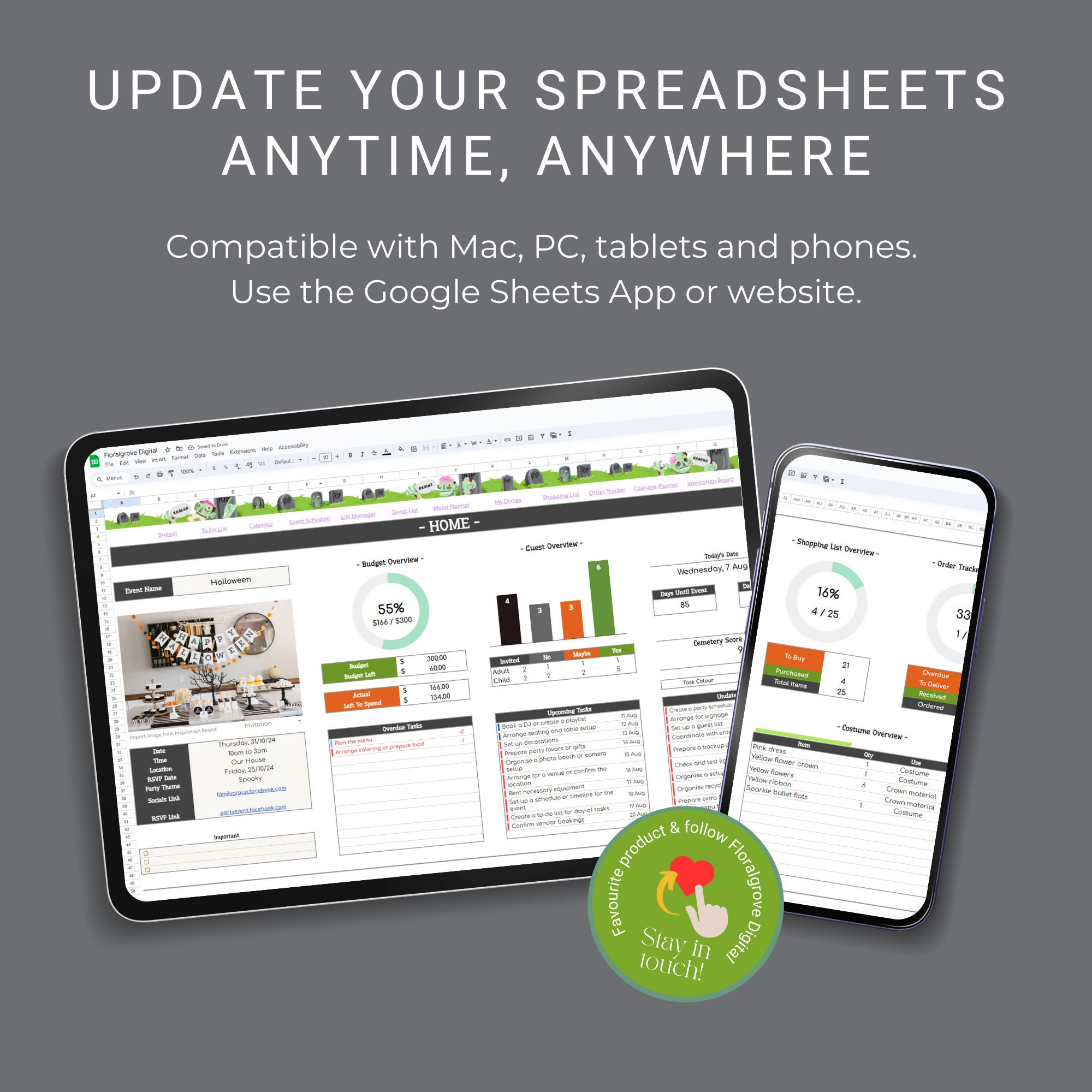 Halloween Planner Google Sheets, Digital Halloween Party Planning ...