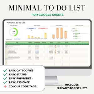 To-do List Google Sheets, Digital Checklist Template, Monthly to Do ...