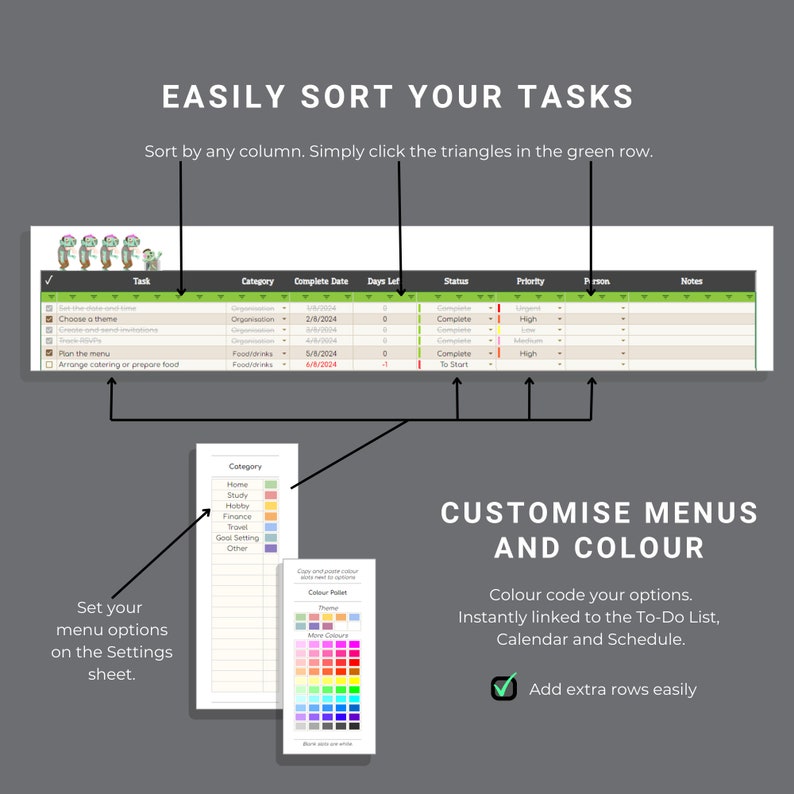 To-do List Task Tracker & Halloween Costume Planner, Google Sheets ...