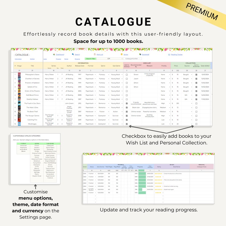 Digital Reading Journal Google Sheets Personal Library, Book Review ...