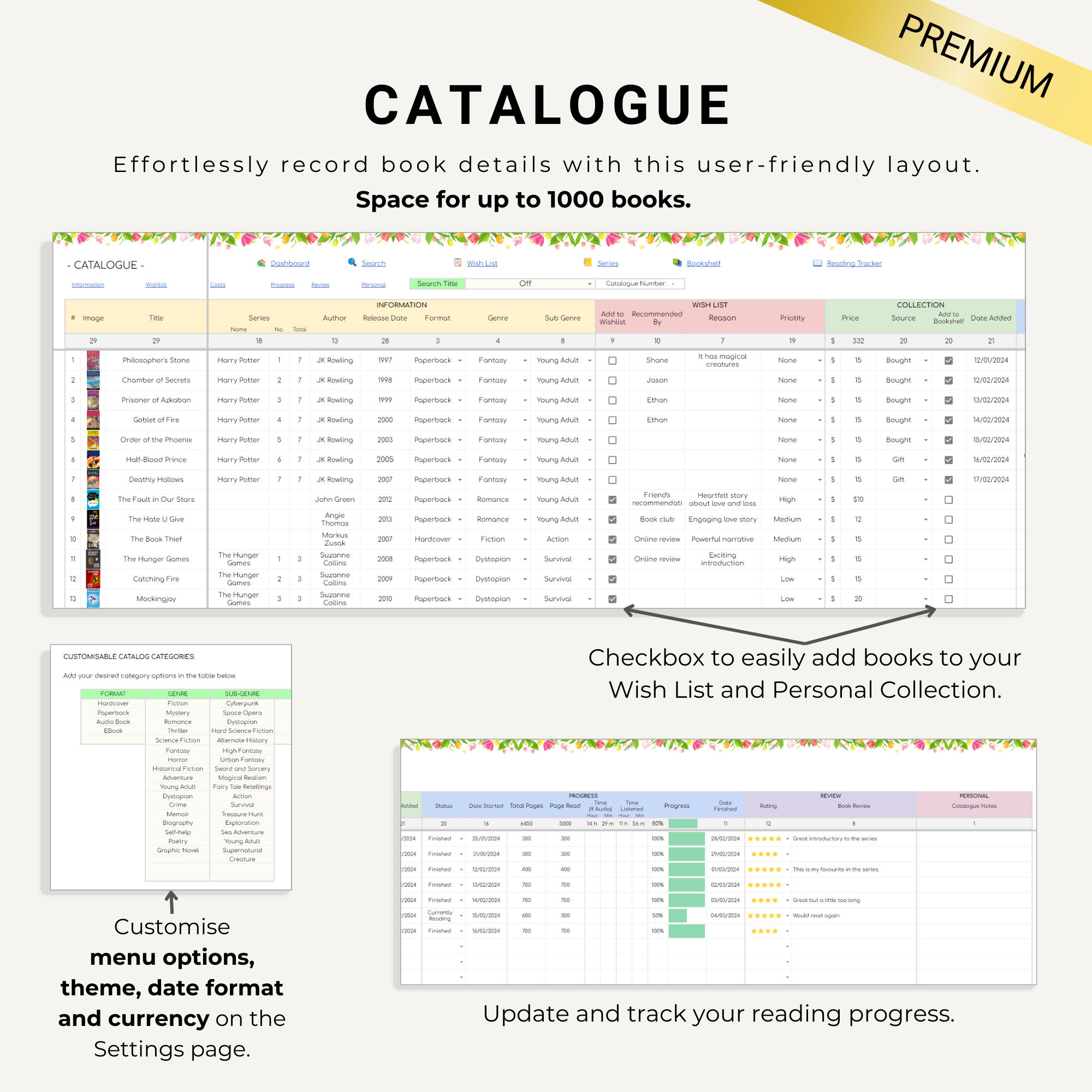 Digital Reading Journal Google Sheets Personal Library, Book Review ...