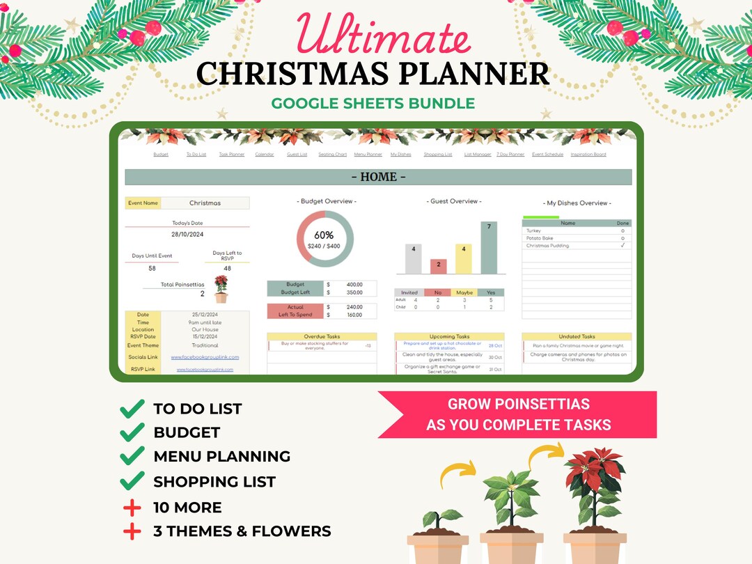 Christmas Planner Google Sheets, Christmas Organiser, Christmas Budget ...