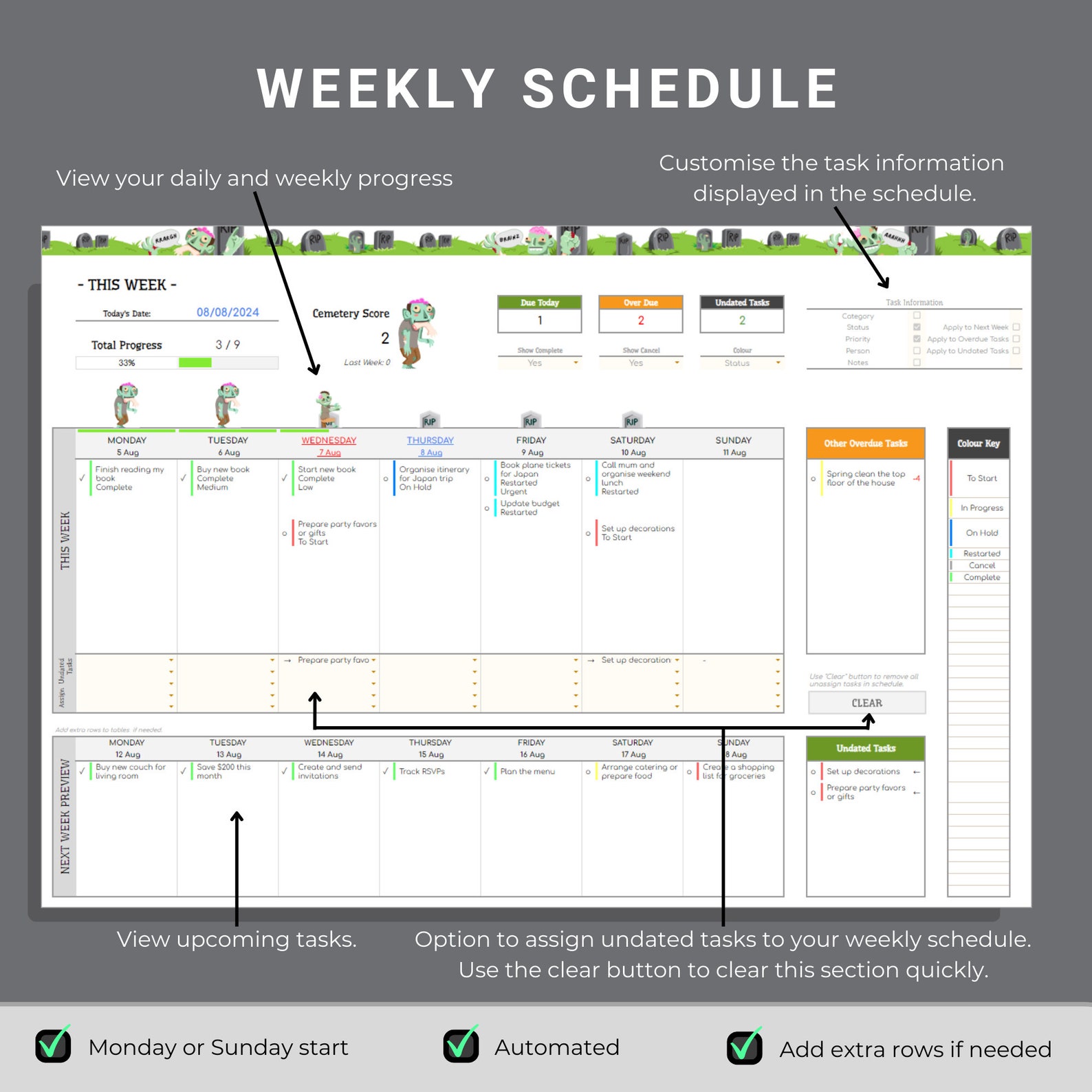 To-do List Task Tracker & Halloween Costume Planner, Google Sheets ...