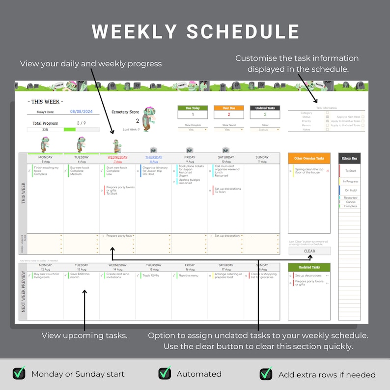 To-do List Task Tracker & Halloween Costume Planner, Google Sheets ...