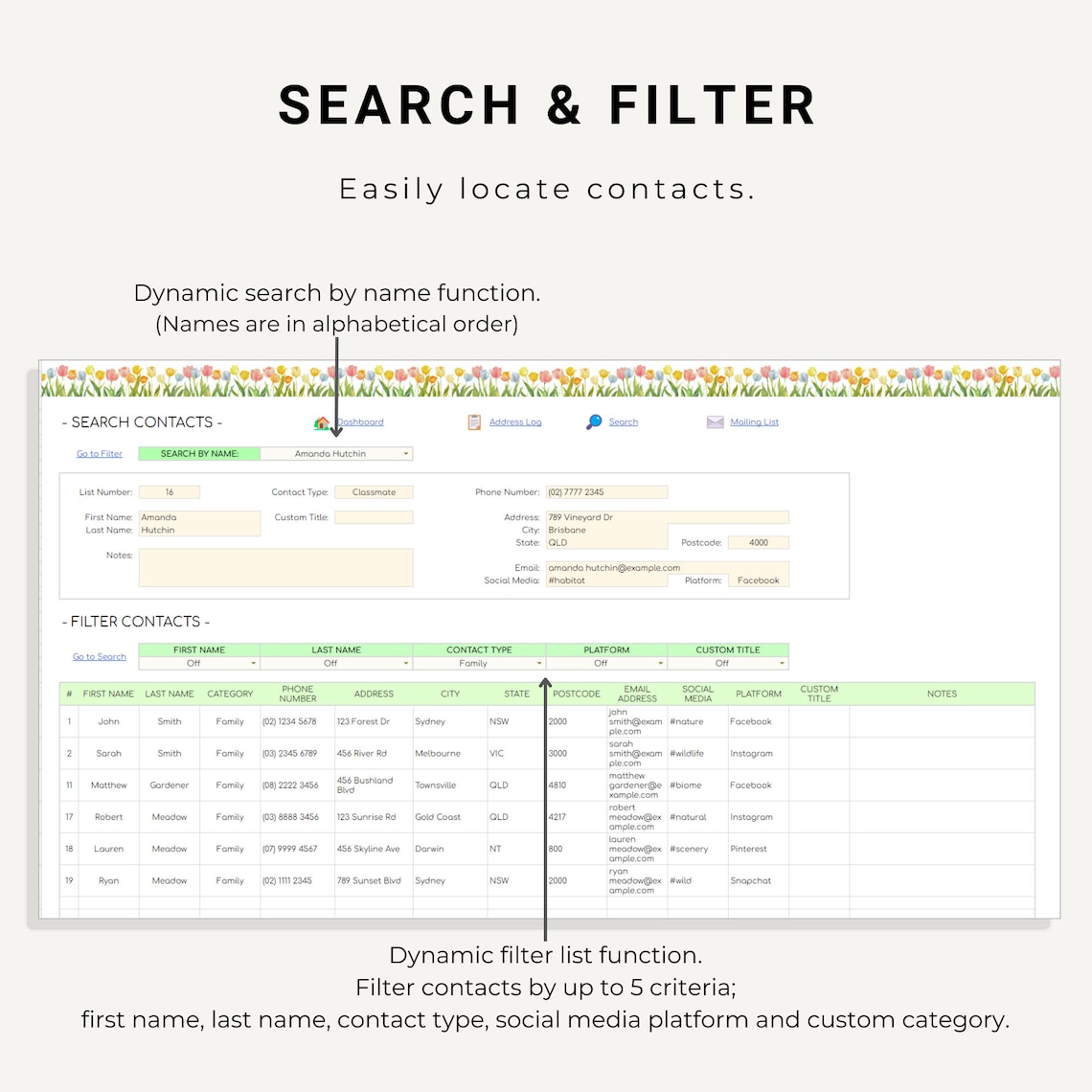Google Sheets Address Book, Contact List Template for Google Sheets ...