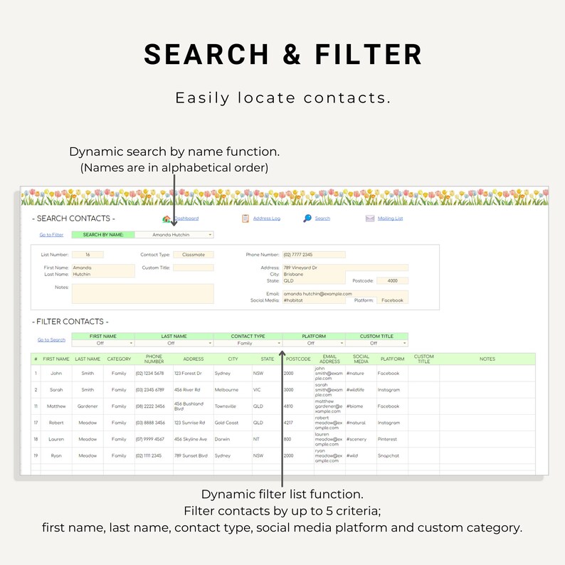 Google Sheets Address Book, Contact List Template for Google Sheets ...