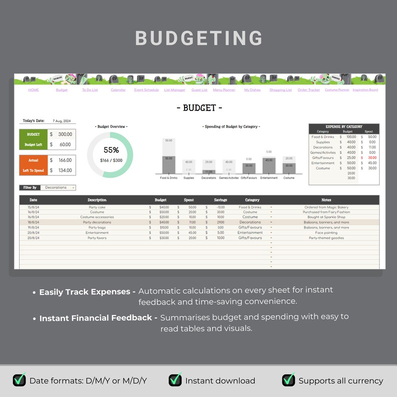 Halloween Planner Google Sheets, Digital Halloween Party Planning ...