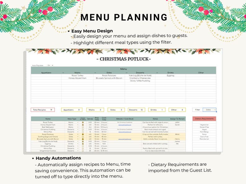 Christmas Potluck Food Manager, Christmas Potluck Sign up Sheet Google ...