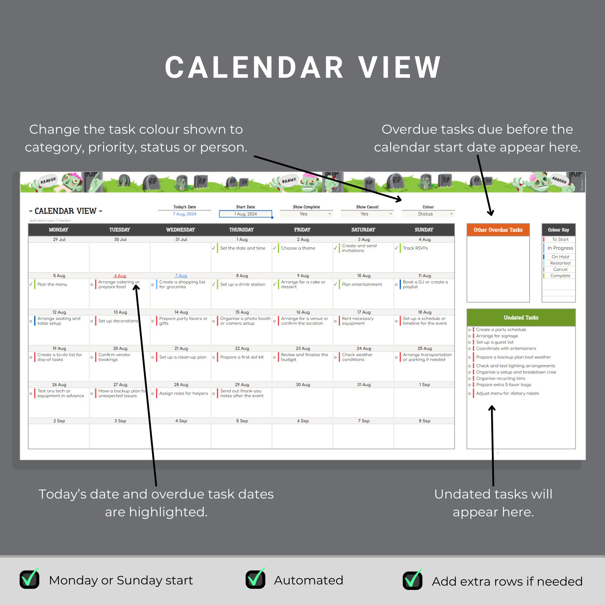 To-do List Task Tracker & Halloween Costume Planner, Google Sheets ...