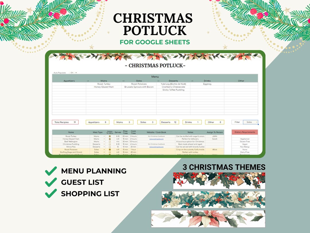 Christmas Potluck Food Manager, Christmas Potluck Sign up Sheet Google ...