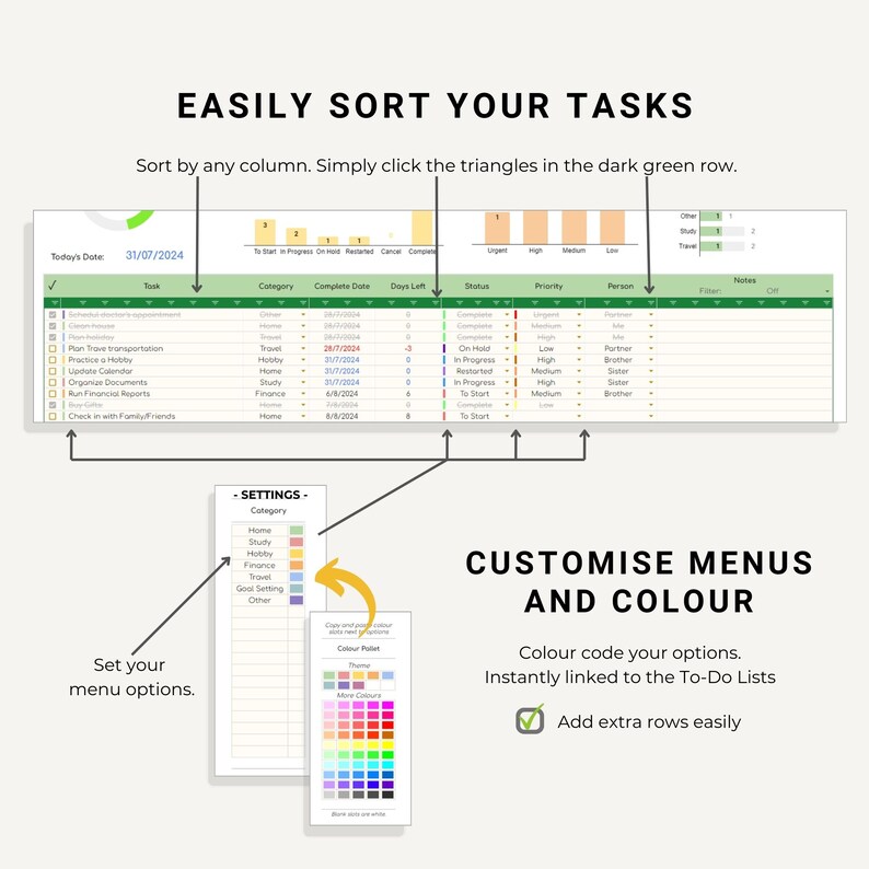 To-do List Google Sheets, Digital Checklist Template, Monthly to Do ...