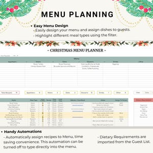 Christmas Meal Planner for Google Sheets, Christmas Menu Template ...