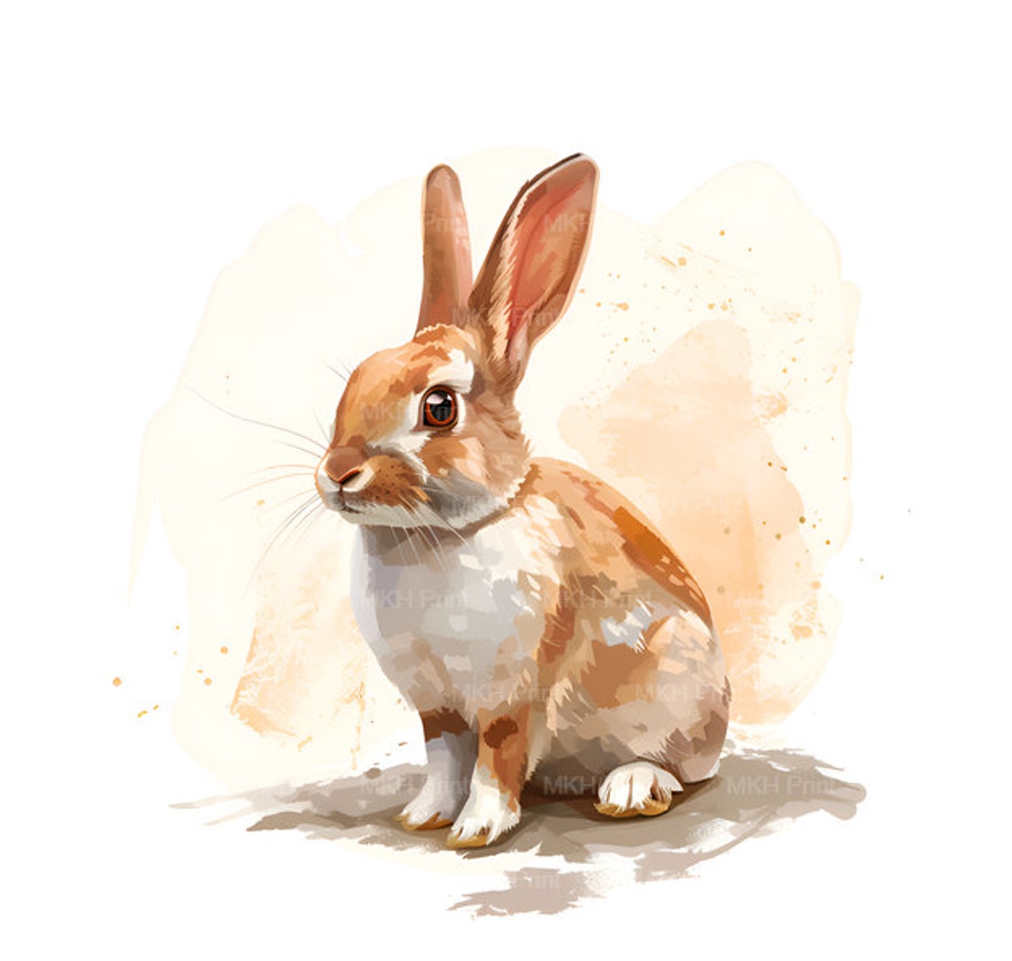 6 Printable Bunny Rabbit Painting/watercolor/digital Download/holland ...