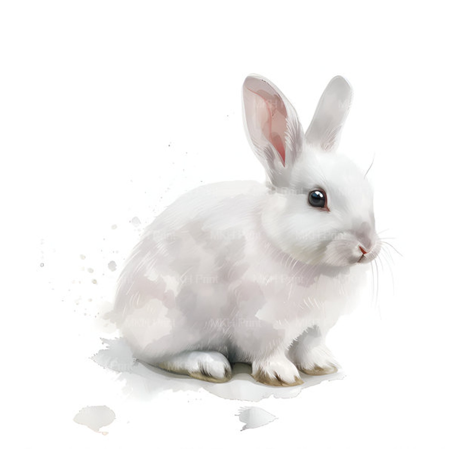 6 Printable Bunny Rabbit Painting/watercolor/digital Download/holland ...
