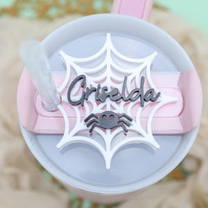 Halloween Topper, Spiderweb Stanley Name Plate, Personalized Stanley ...