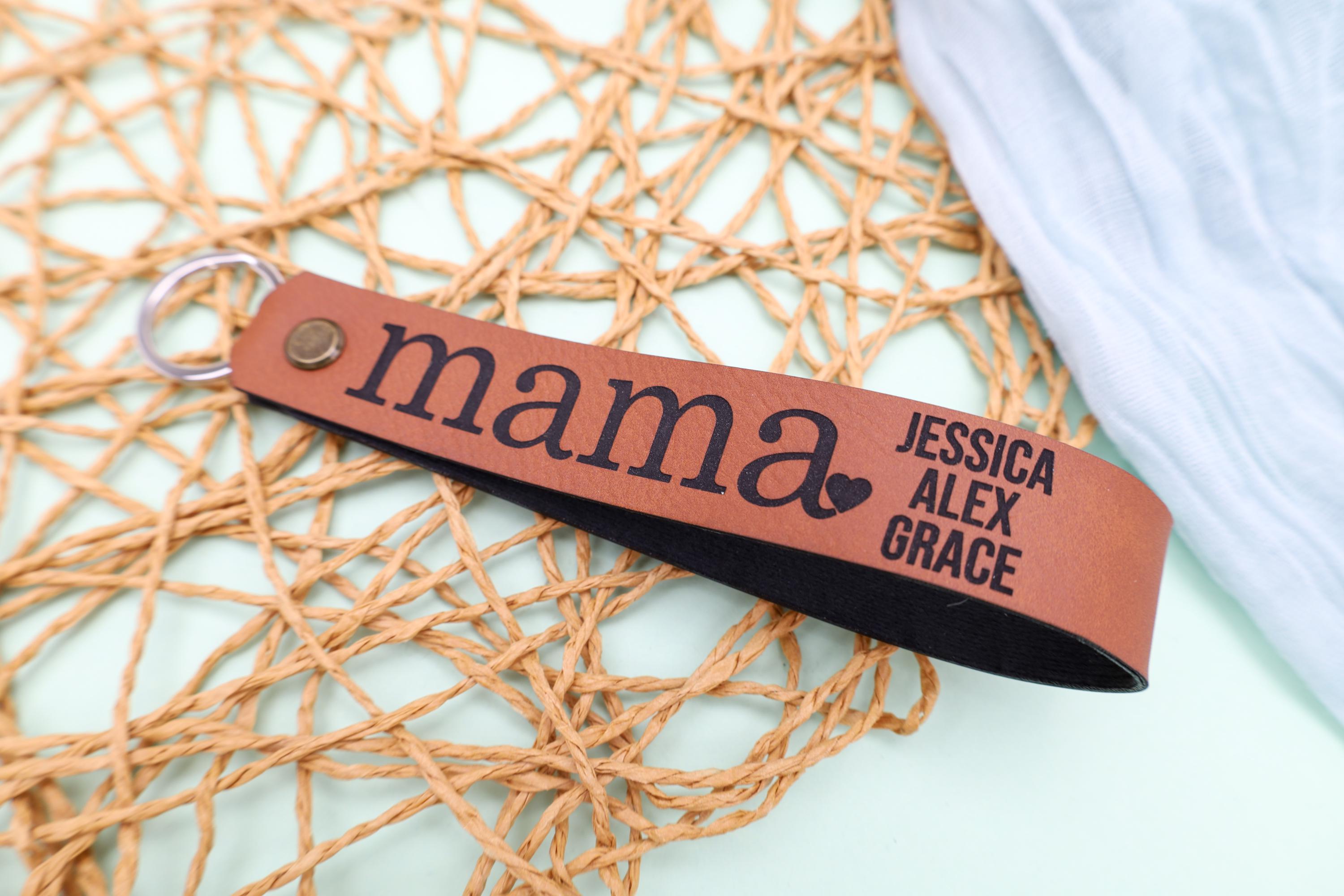 Mama Keychain With Kids Name, Personalized Mama Key Fob, Custom Mama ...