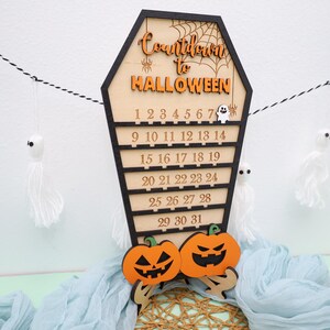 Moveable Ghost Countdown Sign, Halloween Countdown Wooden Calendar ...