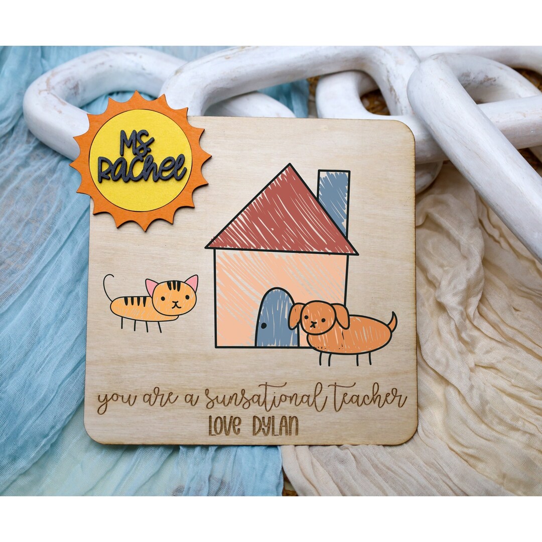 Personalized Gift for Teacher, Teacher Name Sign, Student Drawing ...