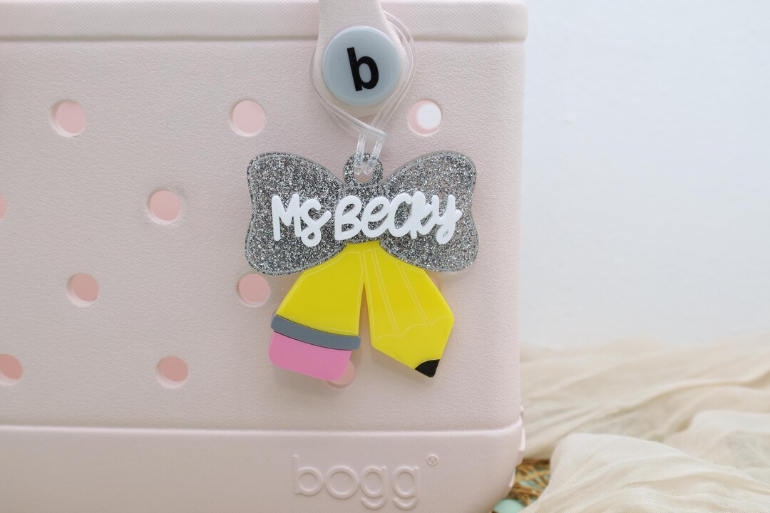Custom Coquette Bow Name Tag for Bogg Bag, Acrylic Bag Charm, Custom ...