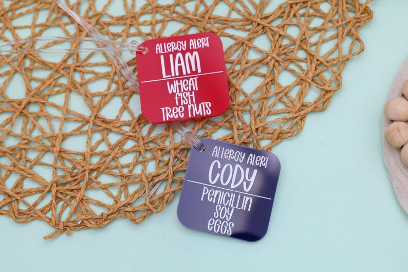 Personalized Allergy Alert Tag for Kids, Custom Engraved Medical Alert ...