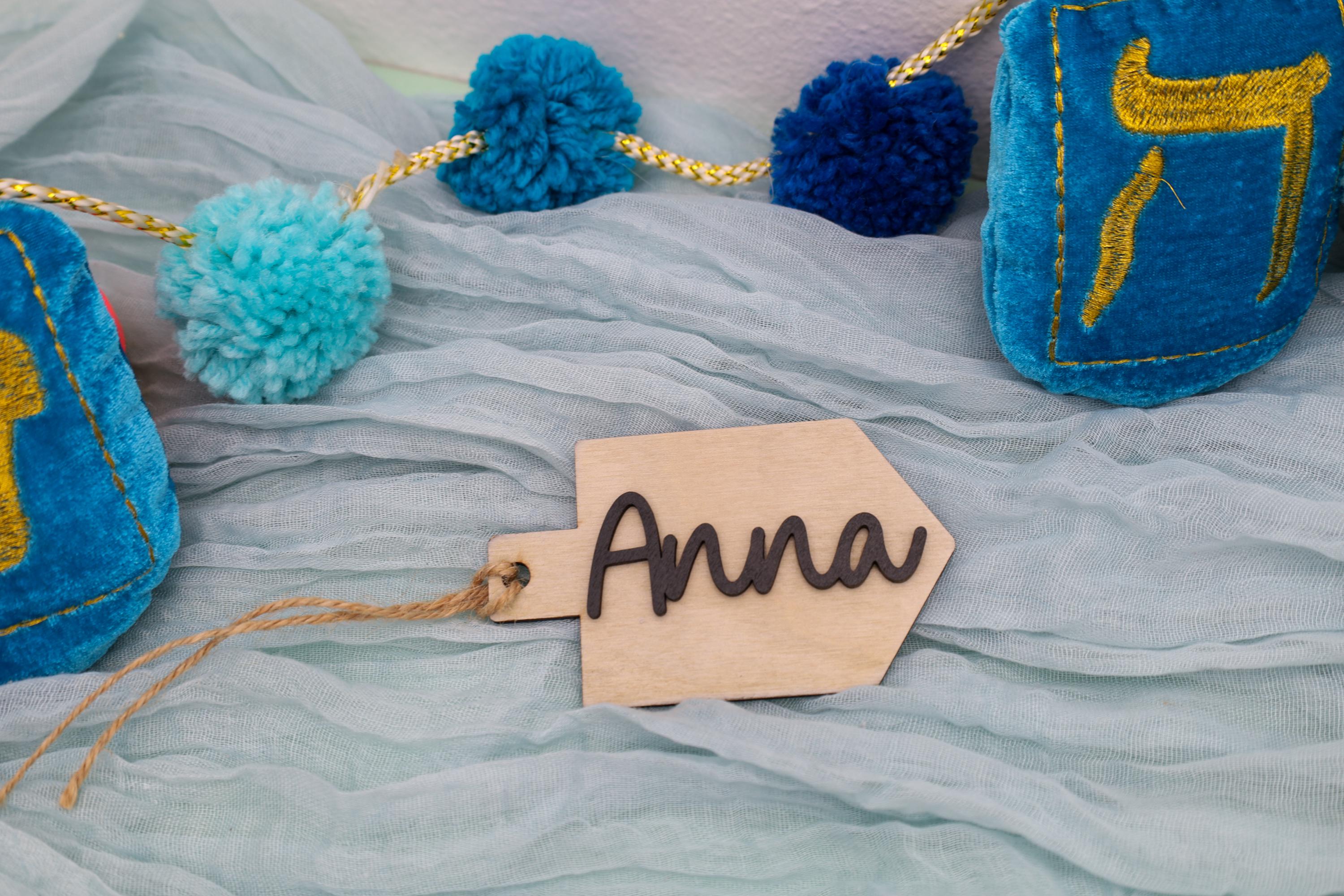 Personalized Hanukkah Name Tags – Custom Dreidel Place Cards and Gift ...