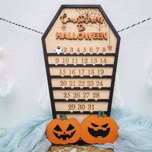 Moveable Ghost Countdown Sign, Halloween Countdown Wooden Calendar ...