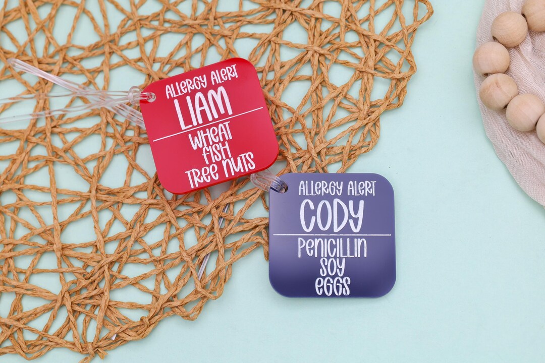 Personalized Allergy Alert Tag for Kids, Custom Engraved Medical Alert ...
