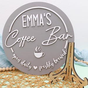 Custom Coffee Bar Sign, Personalized Gift, Circle Cafe Name Sign ...