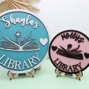 Library Sign, Book Decor, Bookish Decor, Personalized Library Sign ...