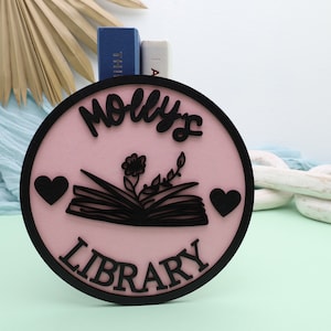 Library Sign, Book Decor, Bookish Decor, Personalized Library Sign ...