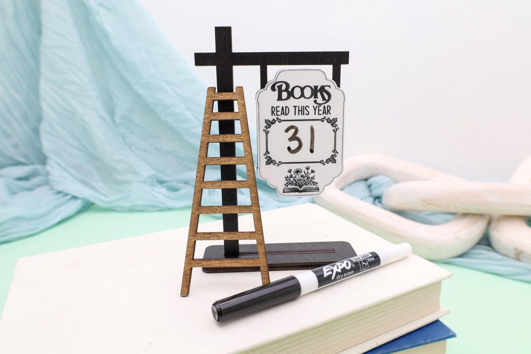 Reading Goal Tracker Sign, Books Read This Year Wooden Signs, Writable ...