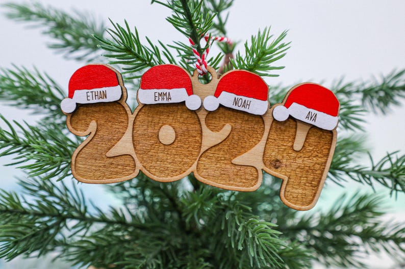 Custom Santa Hat Ornament, Name Ornament, Family Ornament, Customized ...