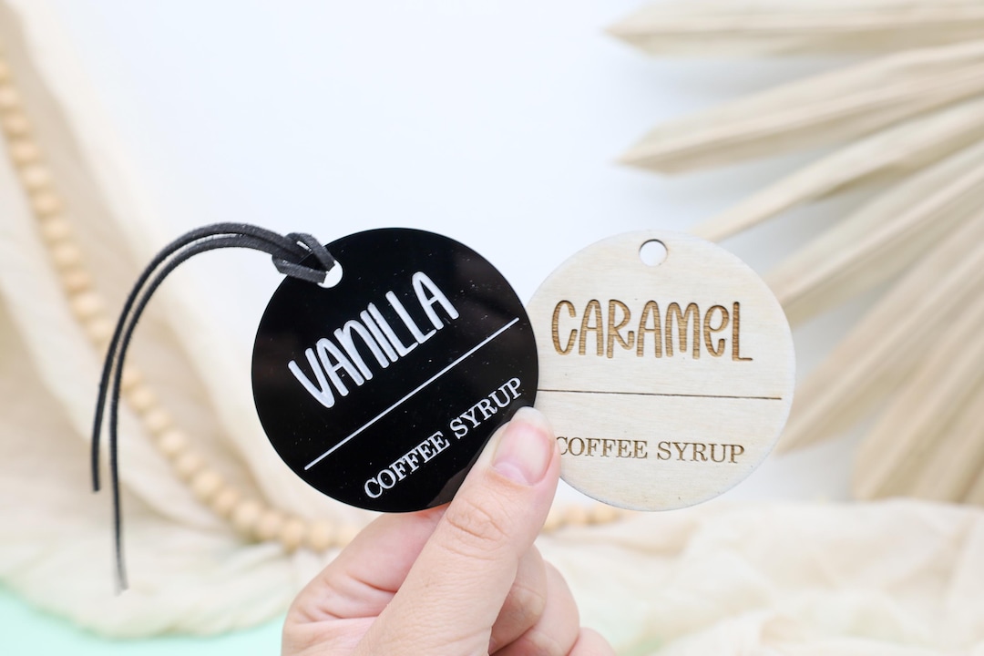 Coffee Syrup Bottle Label: Durable Acrylic Tags for Vanilla, Caramel ...