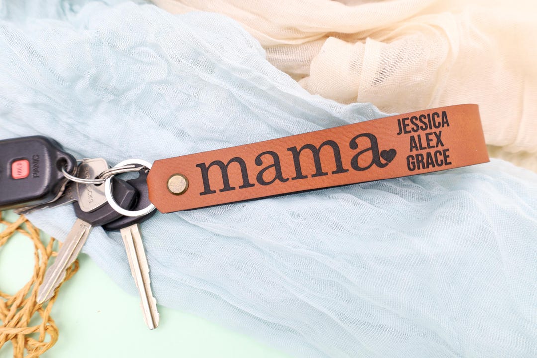 Mama Keychain With Kids Name, Personalized Mama Key Fob, Custom Mama ...