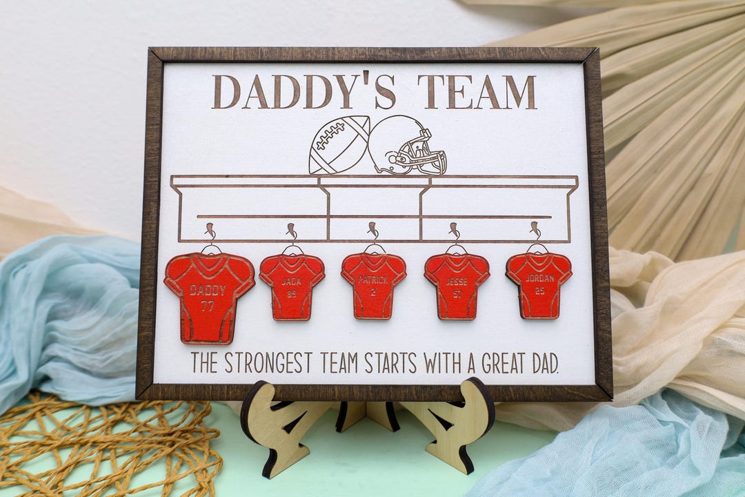 Custom Dad and Kids Football Sign, Custom Football Father’s Day Gift ...