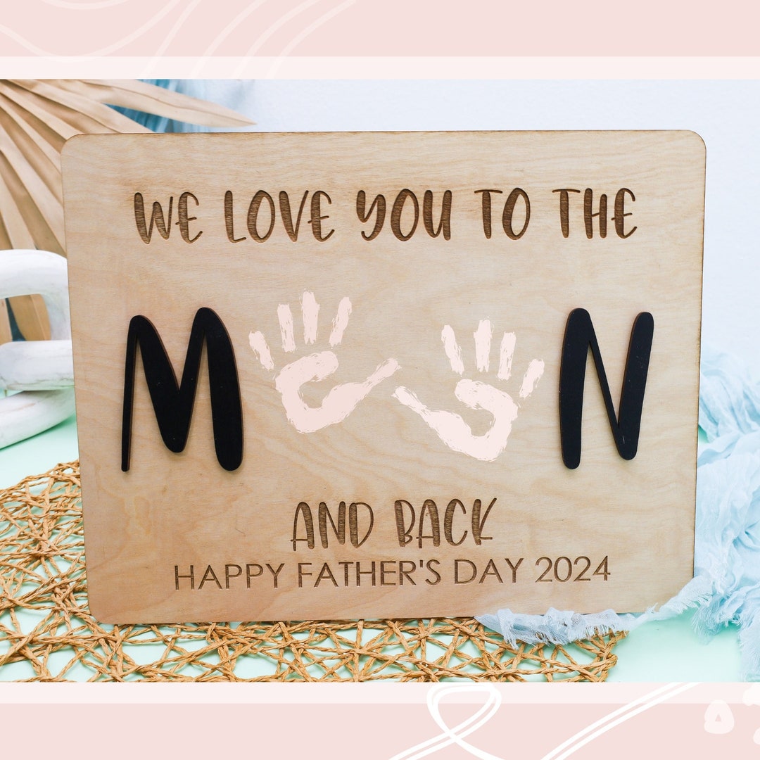 We Love You to the Moon & Back, Father's Day Gift, Handprint Art for ...