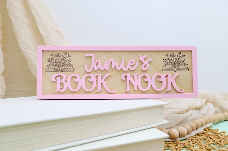 Personalized Book Nook Sign - Custom Reading Corner Decor for Home ...