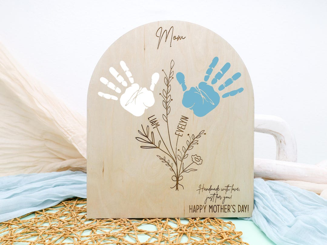 Handprint Flower Art for Mothers Day Gift for Mom, Boyfriends Mom, New ...