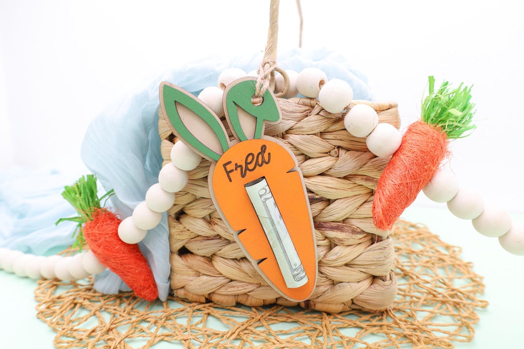 Personalized Easter Bunny Money Holder Name Tag, Easter Basket Money ...