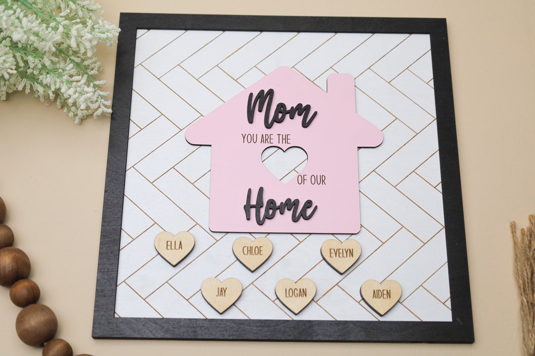 Mom Heart of Home , Custom Mom Frame Sign, Gift for Mom, Mother's Day ...