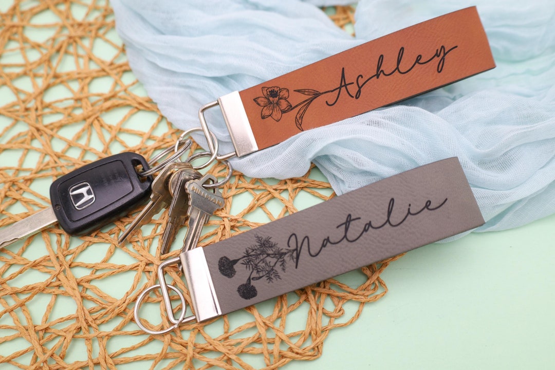 Custom Name Birth Flower Keychain, Customized Birthday Gift for Mom ...