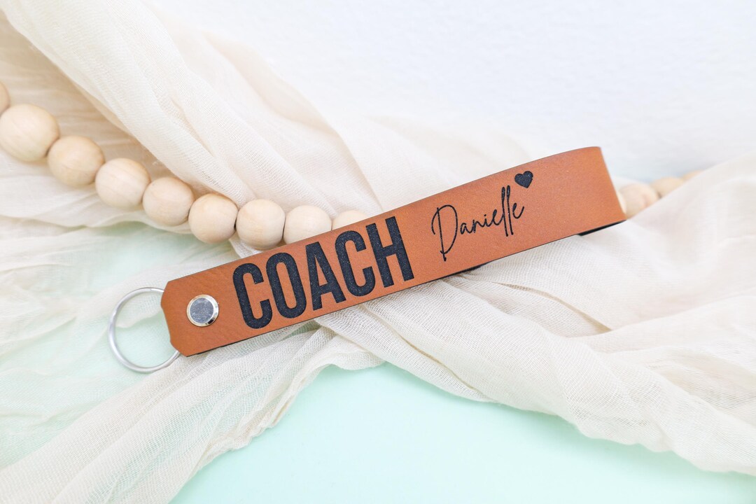 Custom Coach Keychain: Leather Name Tag for Sports Teams - Etsy