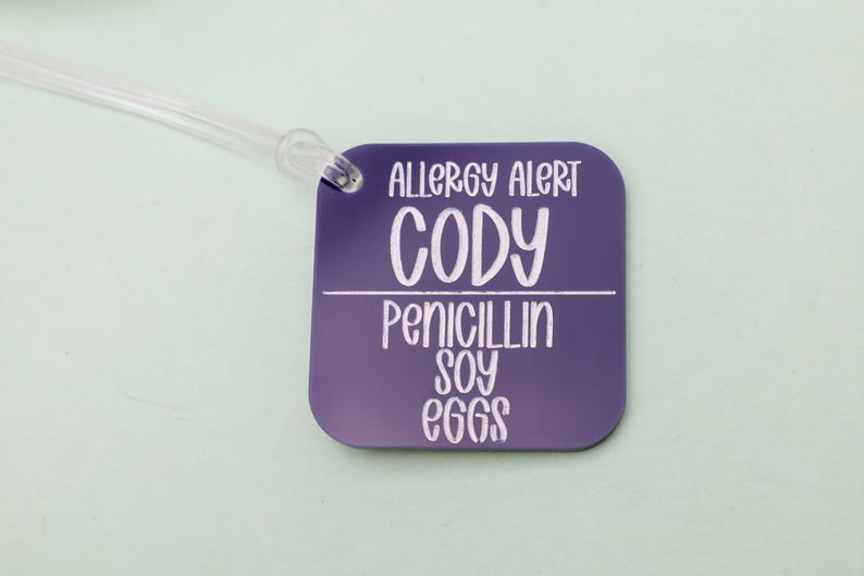 Personalized Allergy Alert Tag for Kids, Custom Engraved Medical Alert ...